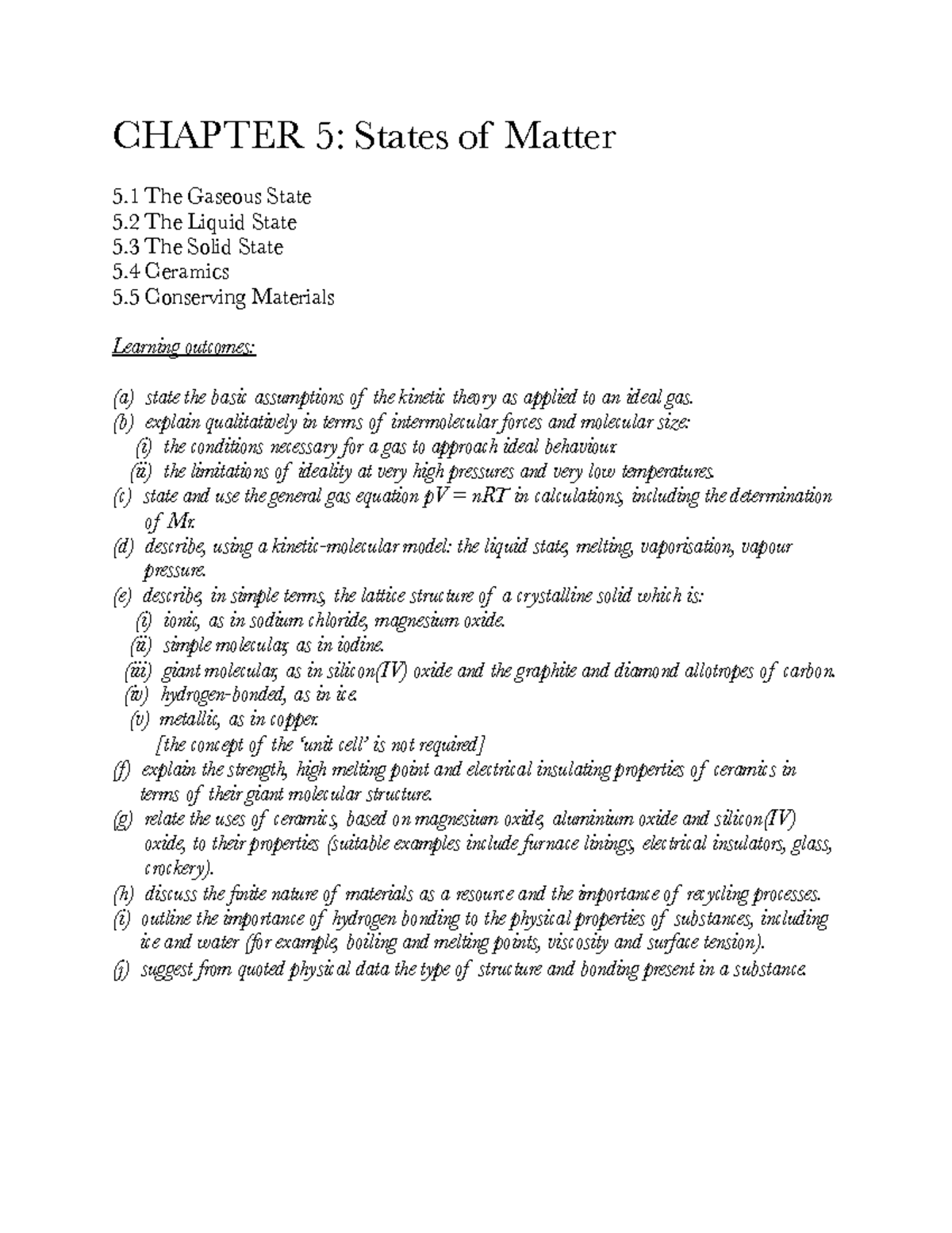 Chapter 5 States of Matter - CHAPTER 5: States of Matter 5 The Gaseous ...
