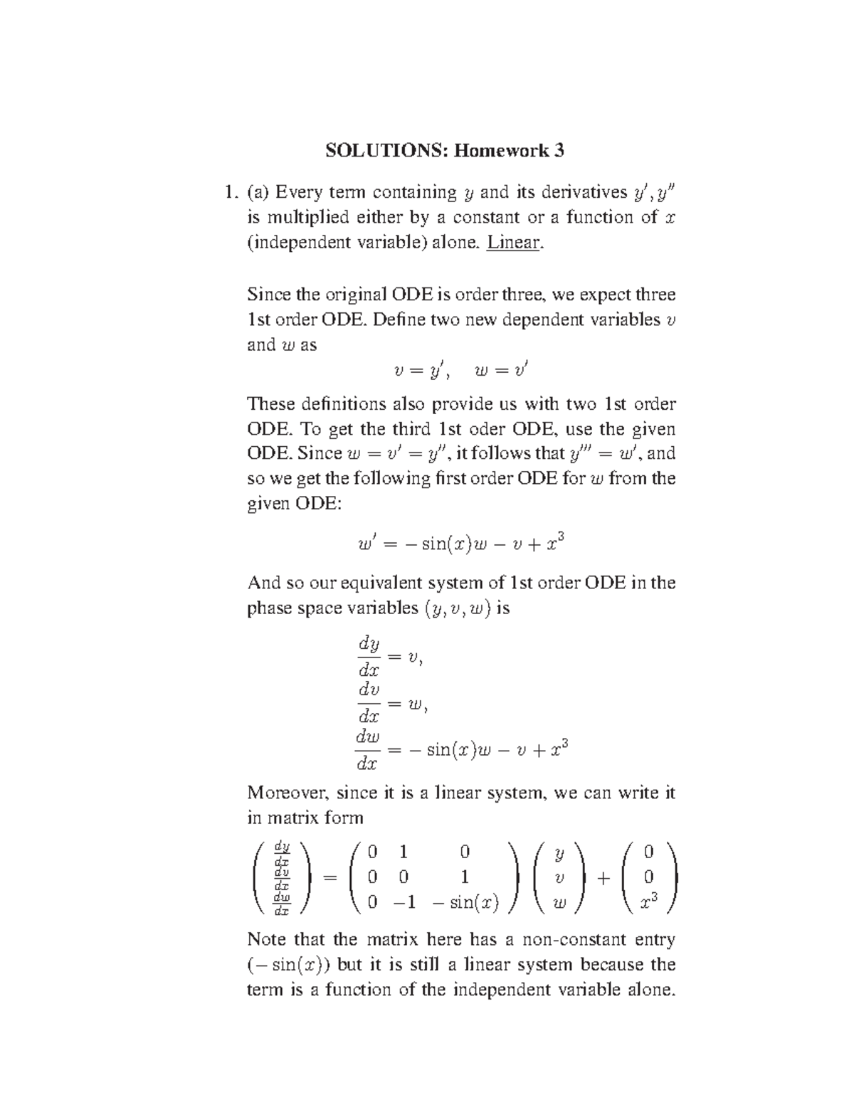 Solutions-Homework+3 - SOLUTIONS: Homework 3 (a) Every term containingyand its derivativesy 2 ...