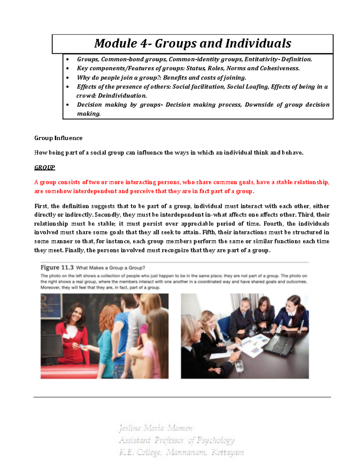 M 4 Groups and Individuals - Module 4- Groups and Individuals Groups ...