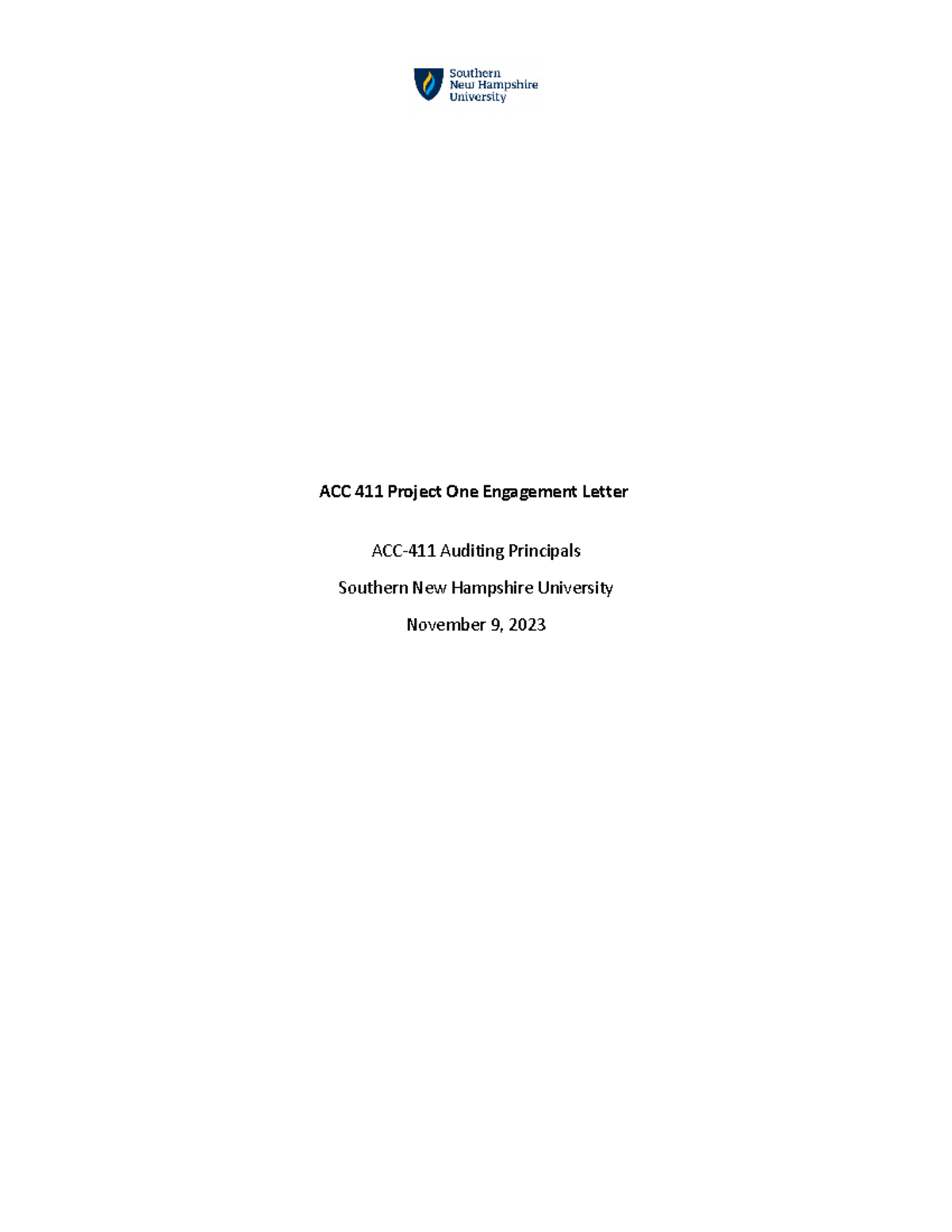 ACC 411 Engagement Letter - ACC 411 Project One Engagement Letter ACC ...