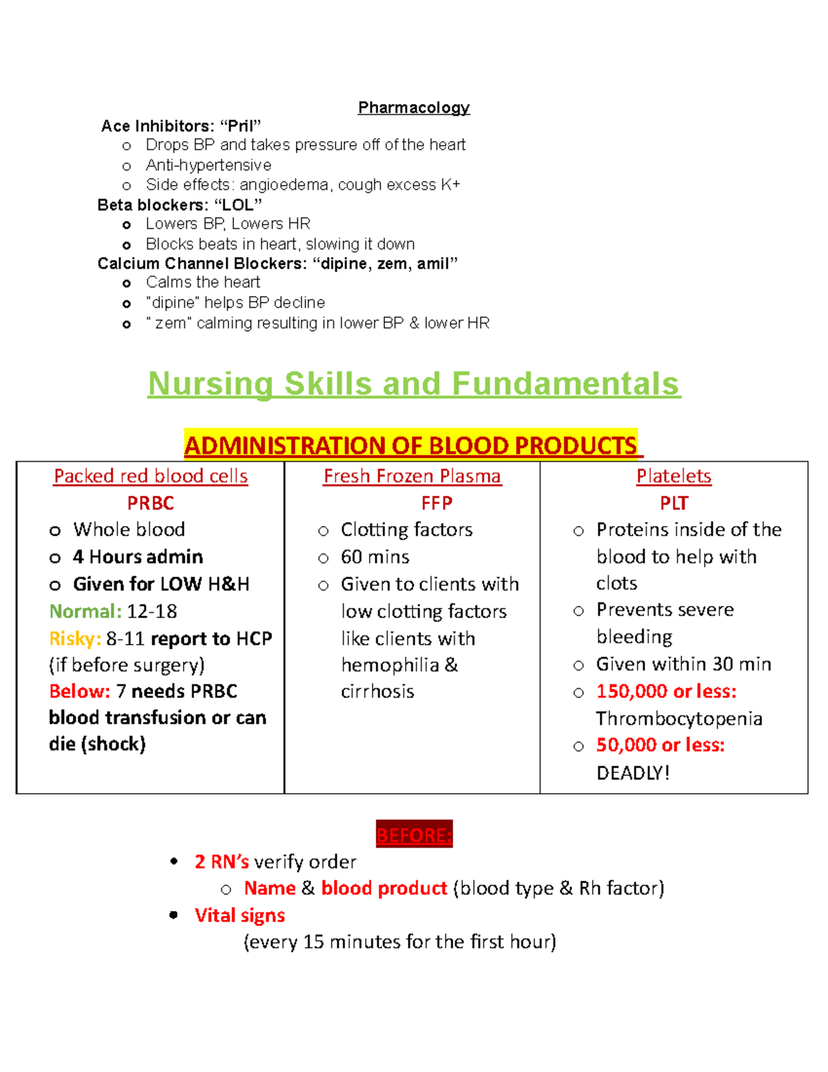 Nclex review 2 - ####### Pharmacology ####### Ace Inhibitors: “Pril ...