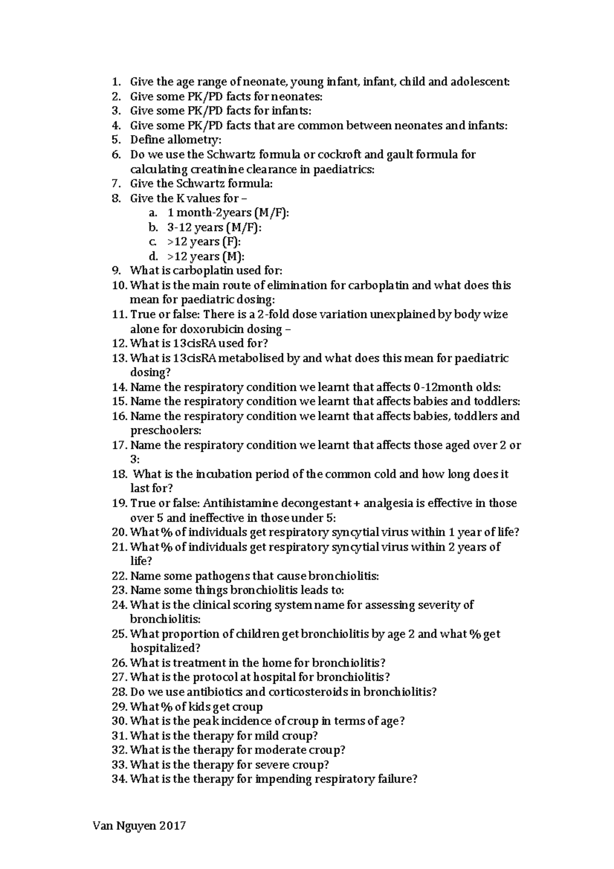 4811-Revision-Questions - Give the age range of neonate, young infant ...