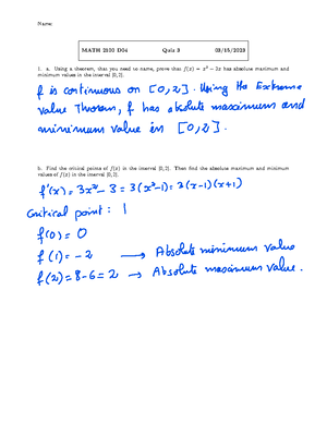 2100 Test 2 Solution - Calculus Chapter 2 Test Answer Key - Formula ...