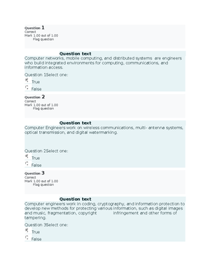 Engineering Data Analysis midterm exam - Question 1 Correct Mark 1 out of 1. Flag question ...
