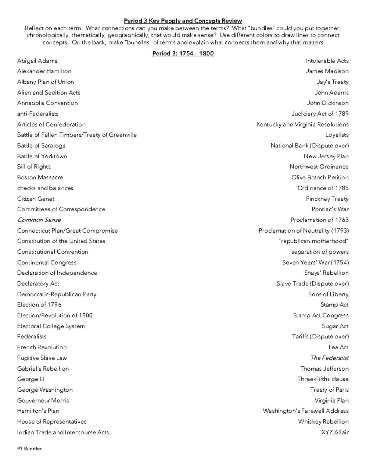 Kami Export - Apush Self-Assess-Terminology Review-Period 3 - P3 ...