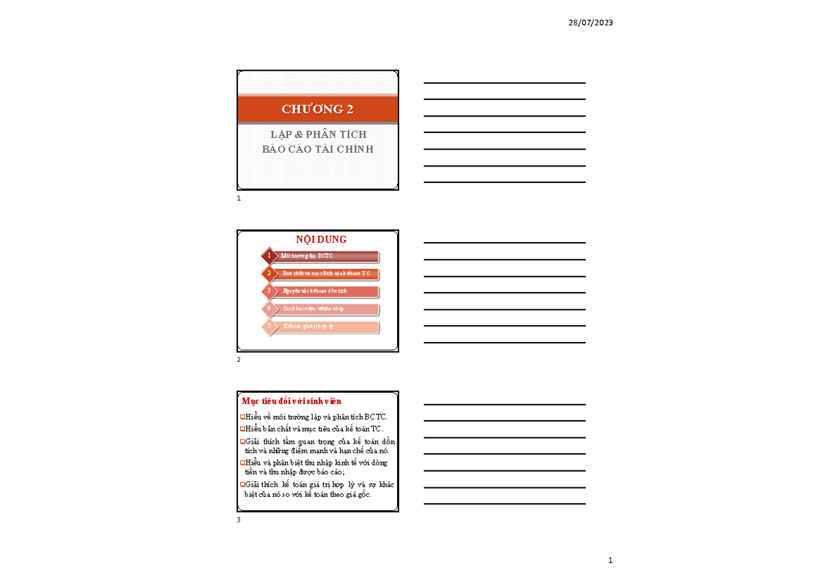 C2 BCTC phan tich - phân tích bctc - LẬP & PHÂN TÍCH BÁO CÁO TÀI CHÍNH CHƯƠNG 2 1 NỘI DUNG 1 Môi ...