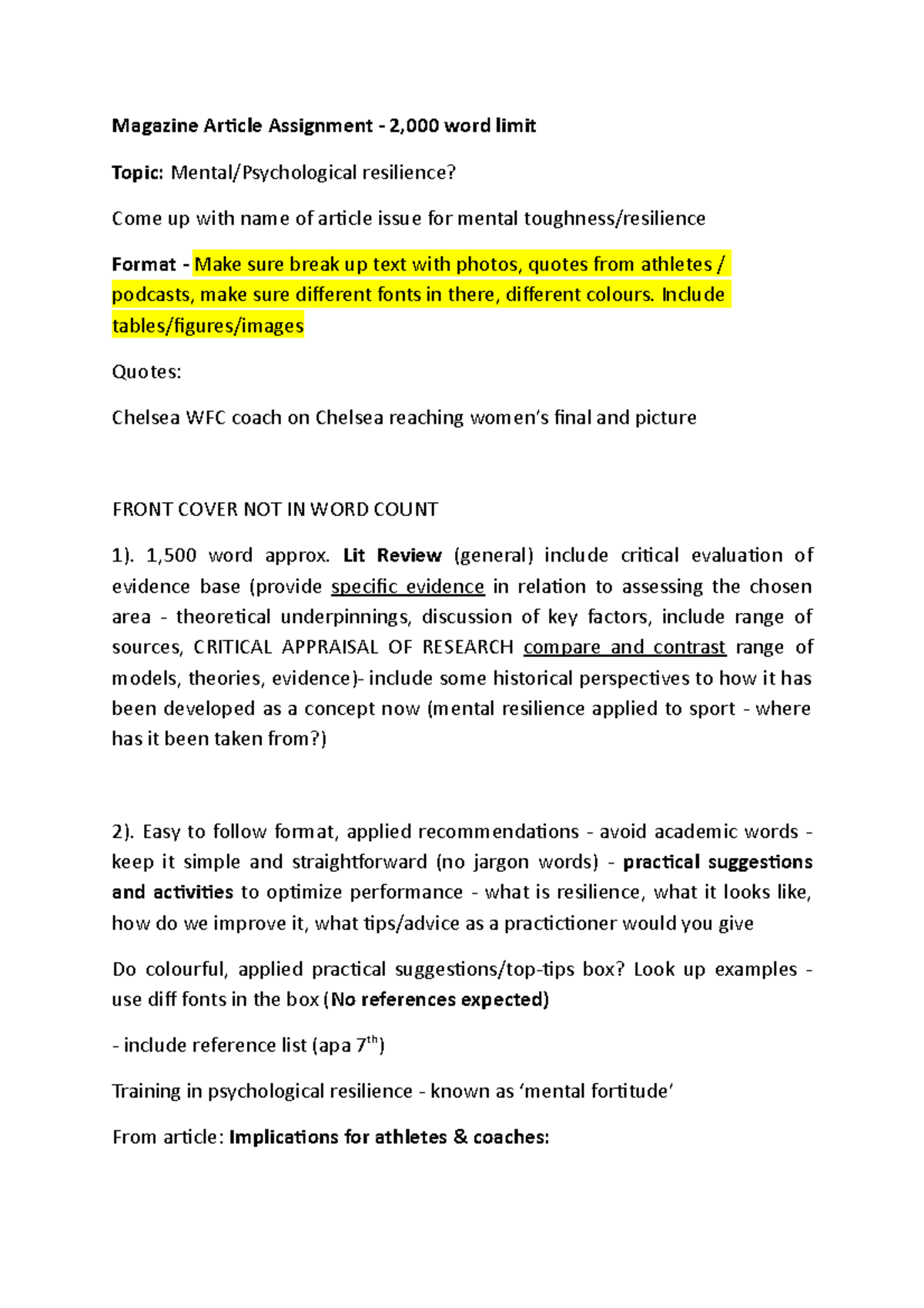 Magazine Article Assignment Help - Include tables/figures/images Quotes ...