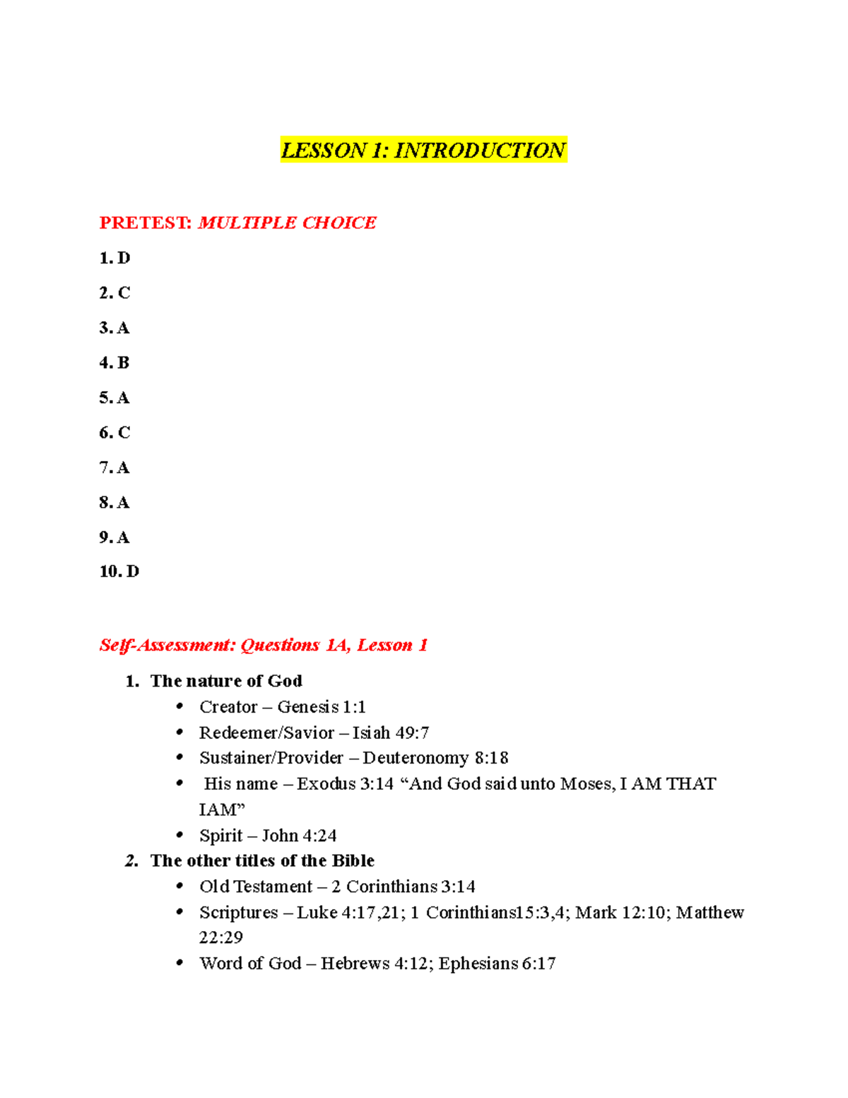 CED1, Module 1 ASSIGNMENTS - LESSON 1: INTRODUCTION PRETEST: MULTIPLE ...