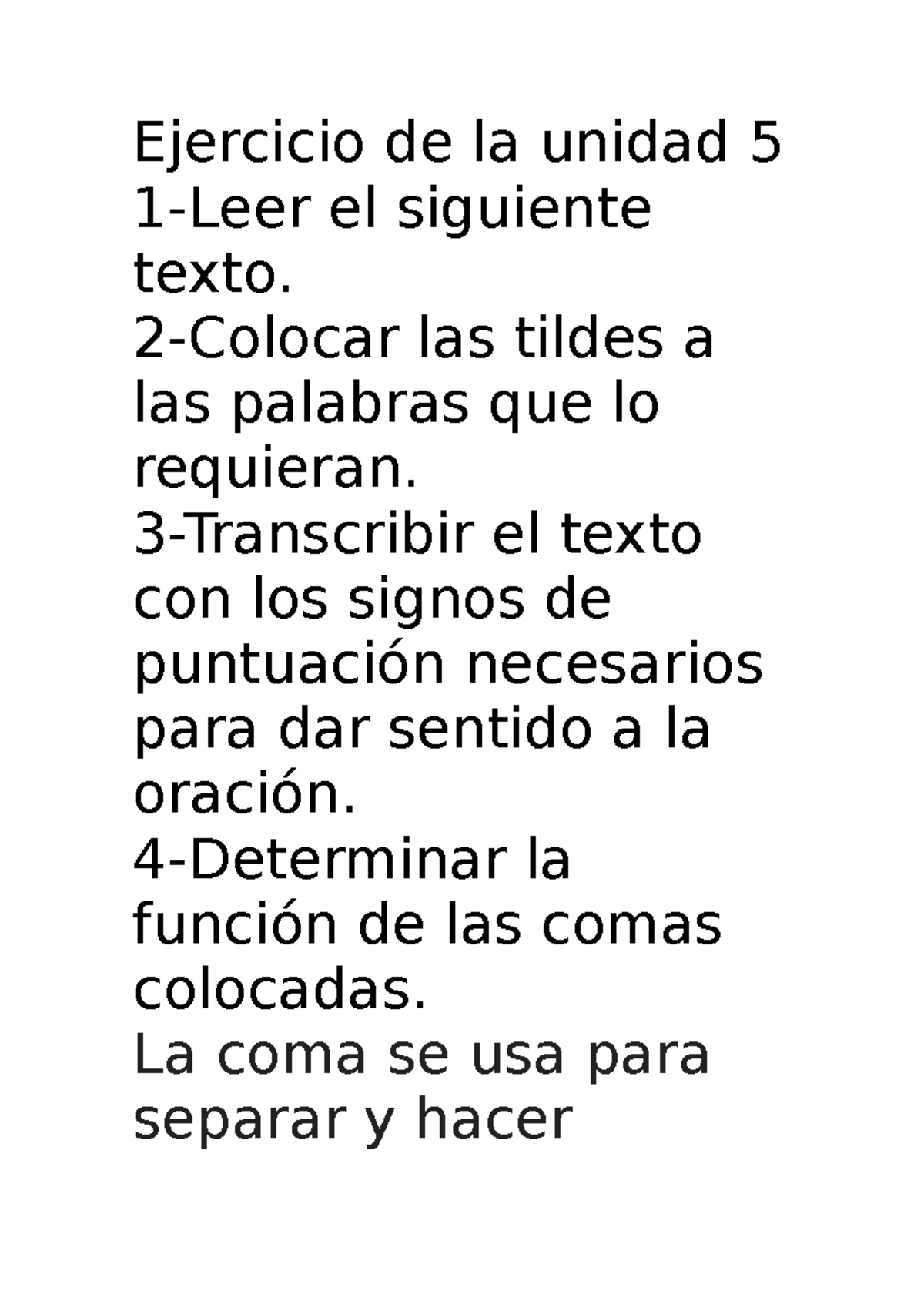 Tarea 5 de Letras lengua española - Ejercicio de la unidad 5 1-Leer el ...