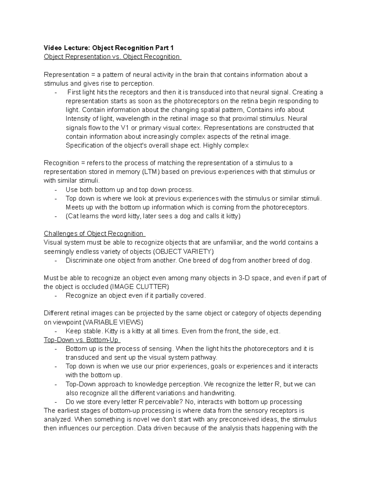 Week 3 Video Notes - Video Lecture: Object Recognition Part 1 Object ...