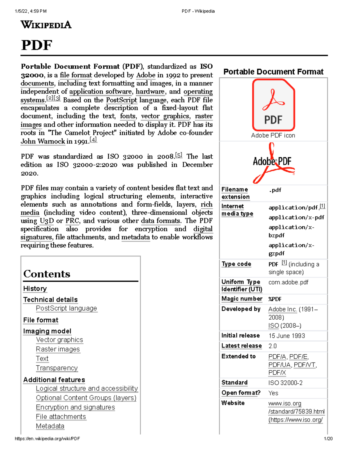 PDF - Wikipedia - Portable Document Format Adobe PDF icon Filename ...