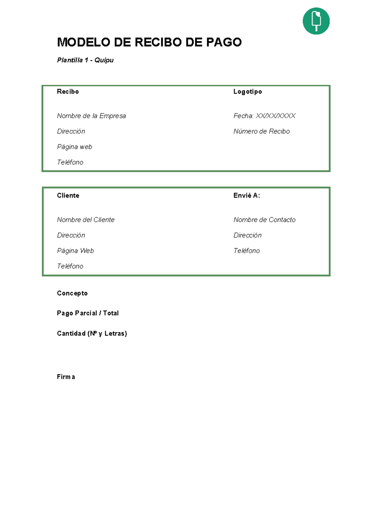 Modelo Recibo de Pago 1 - Contabilidad 1 - MODELO DE RECIBO DE PAGO ...