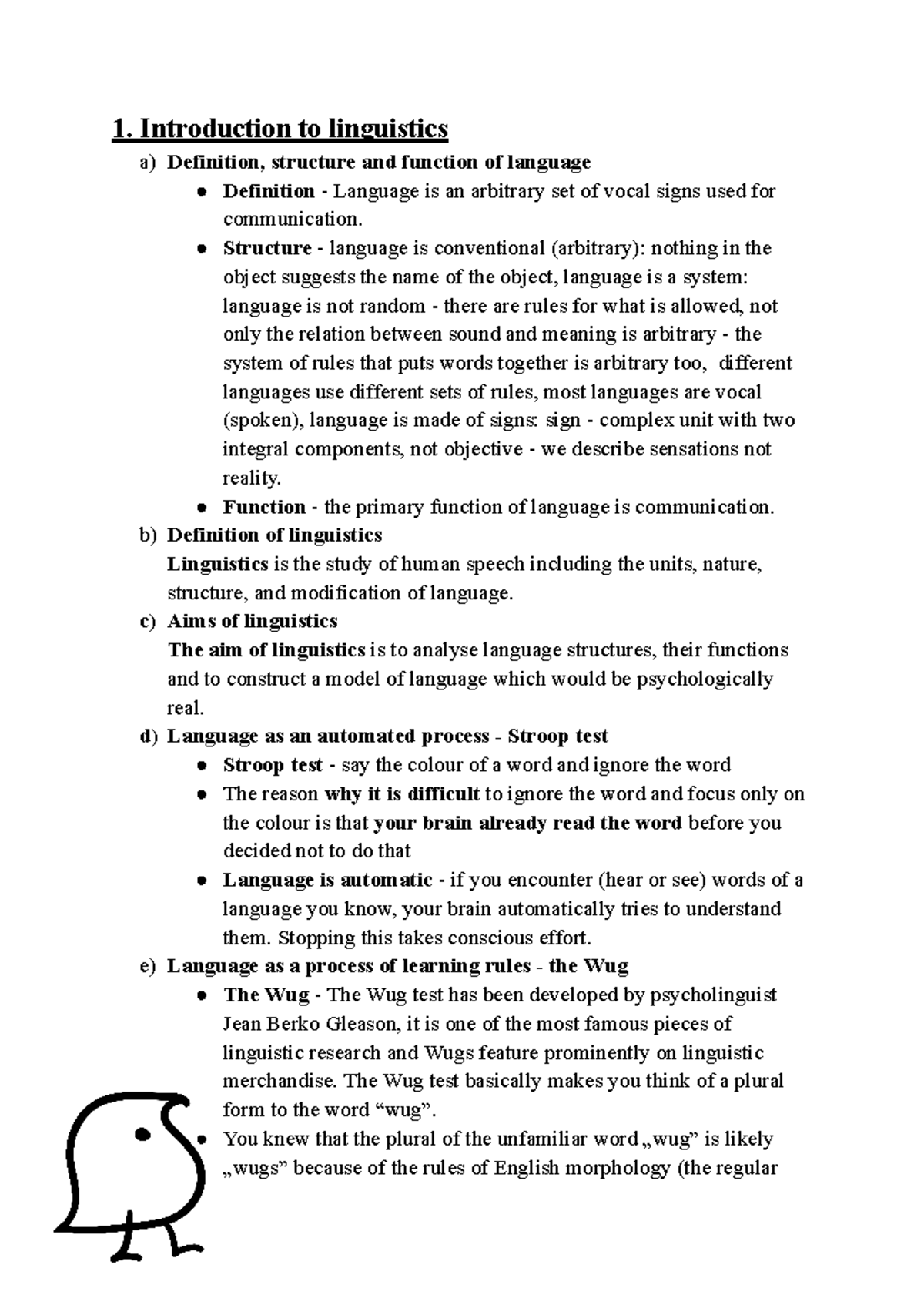 General Linguistics - 1. Introduction to linguistics a) Definition ...