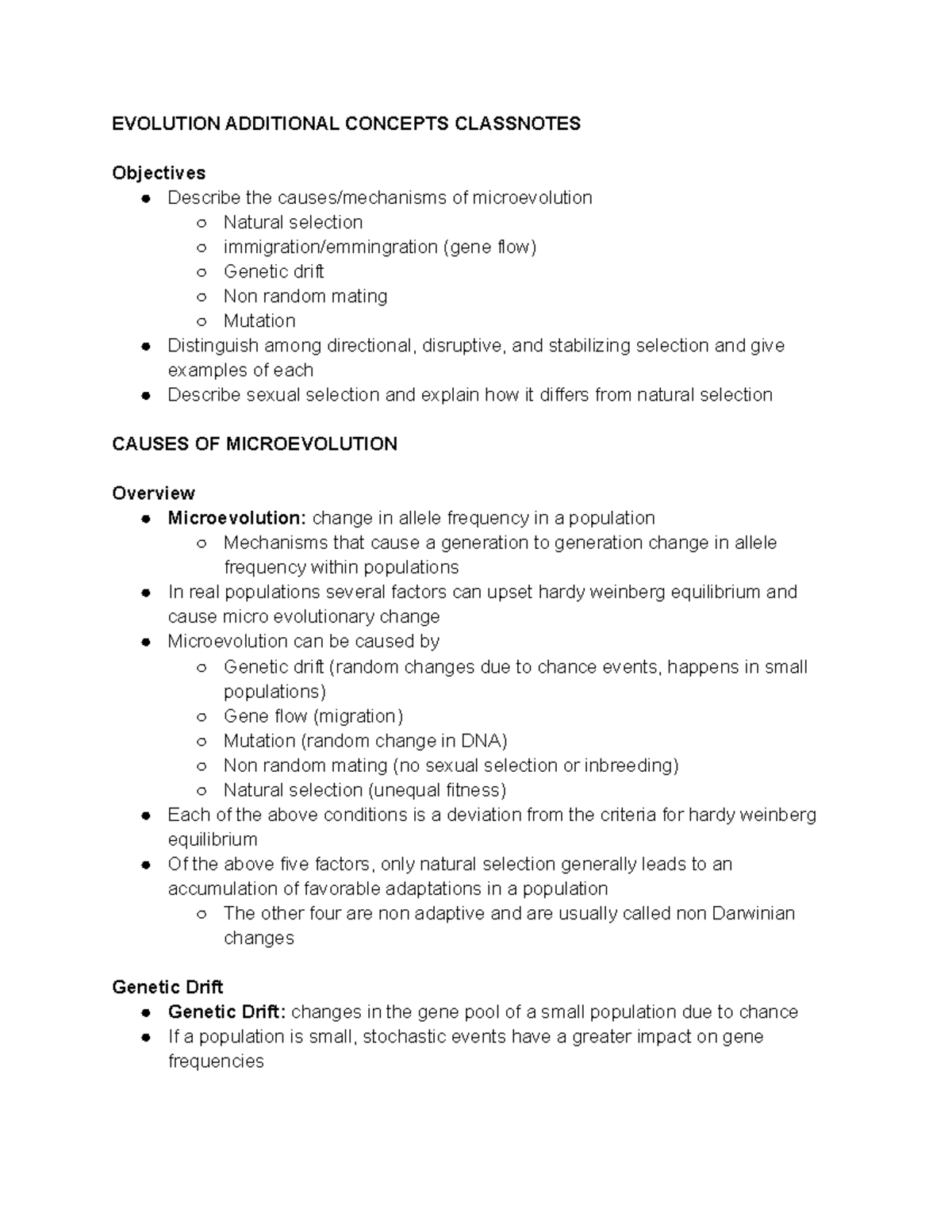 Evolution Additional Concepts Classnotes - Ecology - EVOLUTION ...