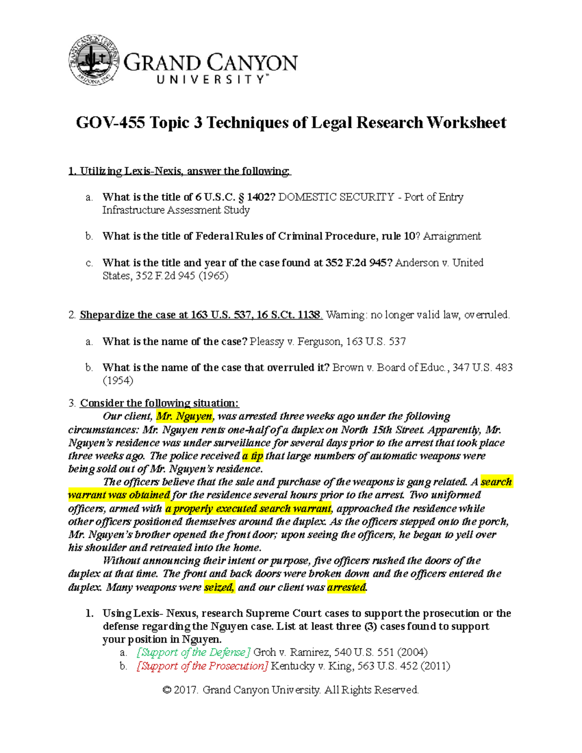 GOV-455 Topic 3 Techniques of Legal Research 5-15-17 - GOV-455 Topic 3 ...