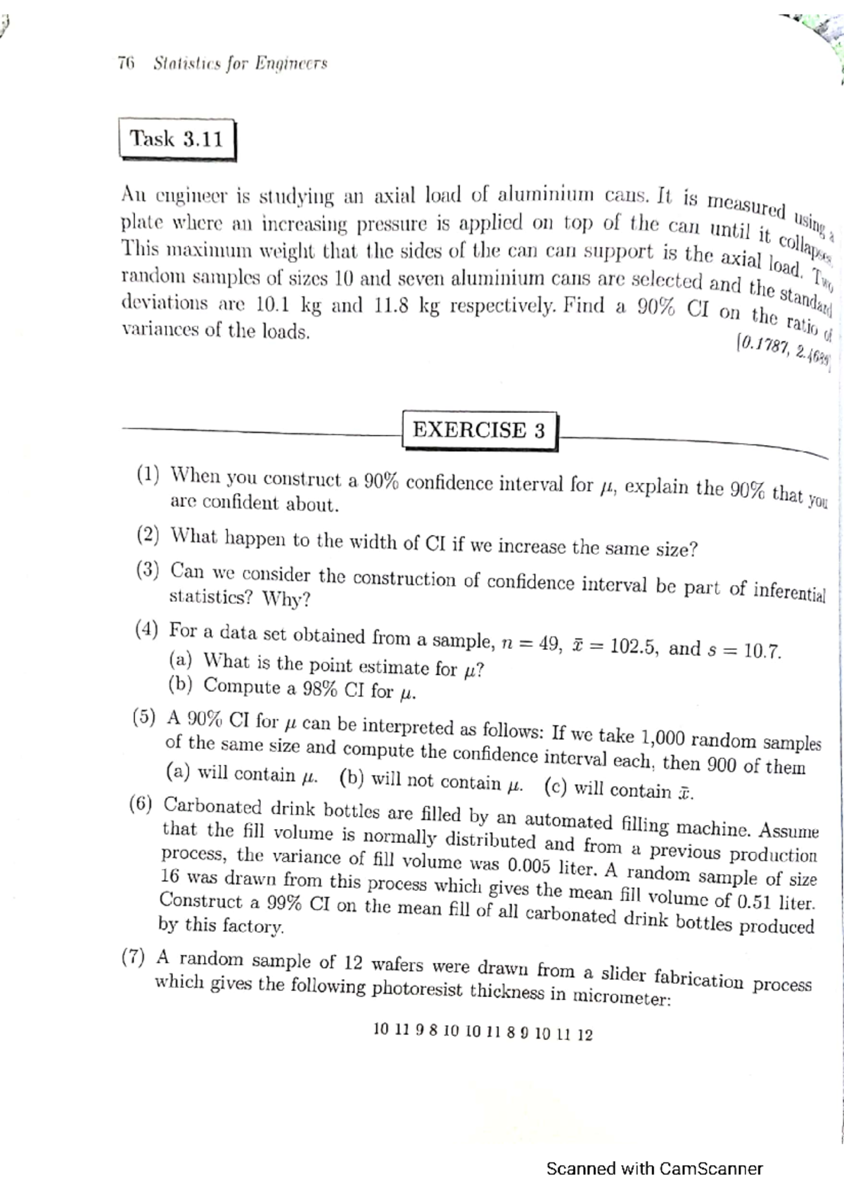 Exercise 3 sample test - Engineering Statistics - Studocu