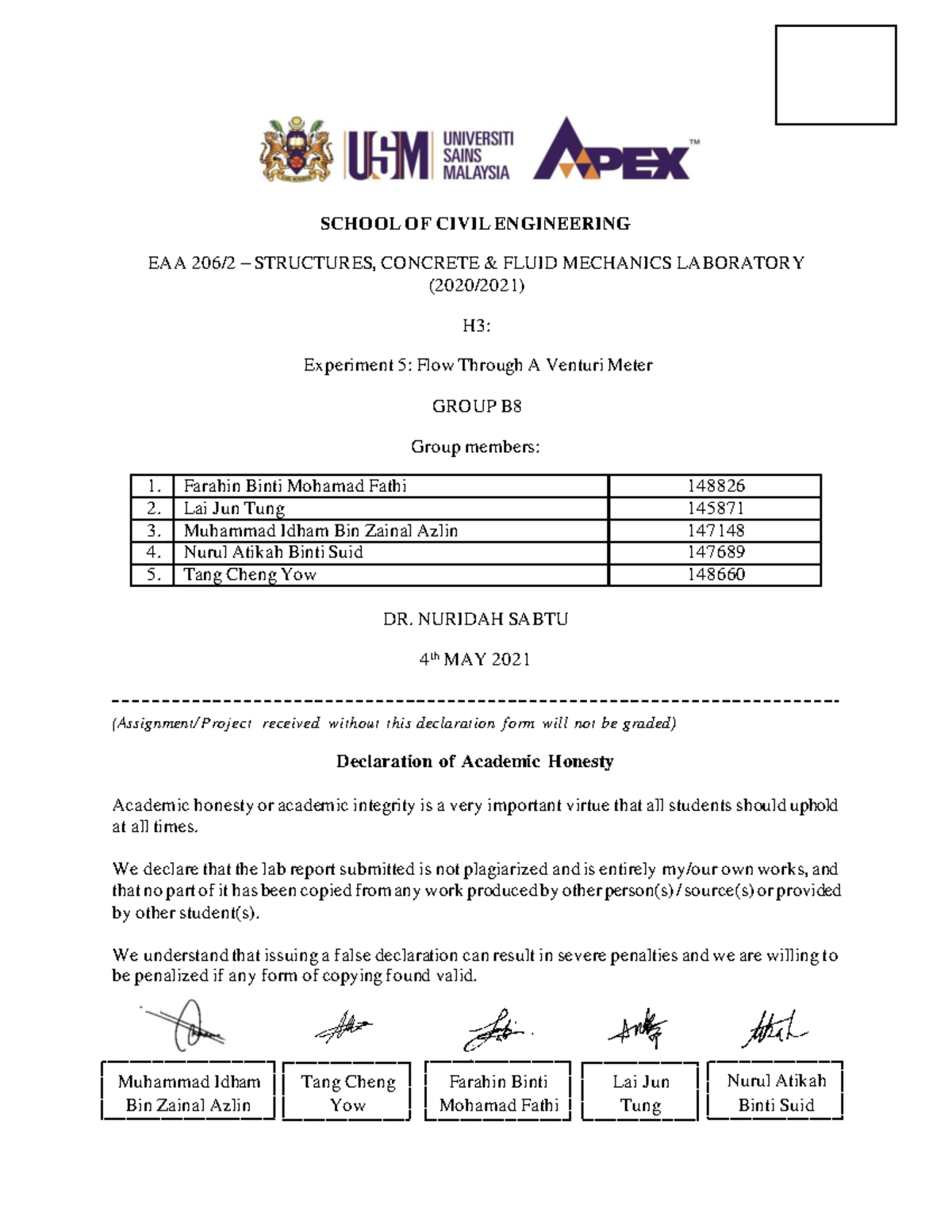 Lab Report: Continuous Beam Test - SCHOOL OF CIVIL ENGINEERING EAA 206/ ...