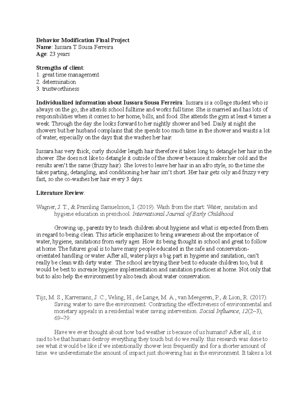 Final project of behavior modification - Behavior Modification Final ...