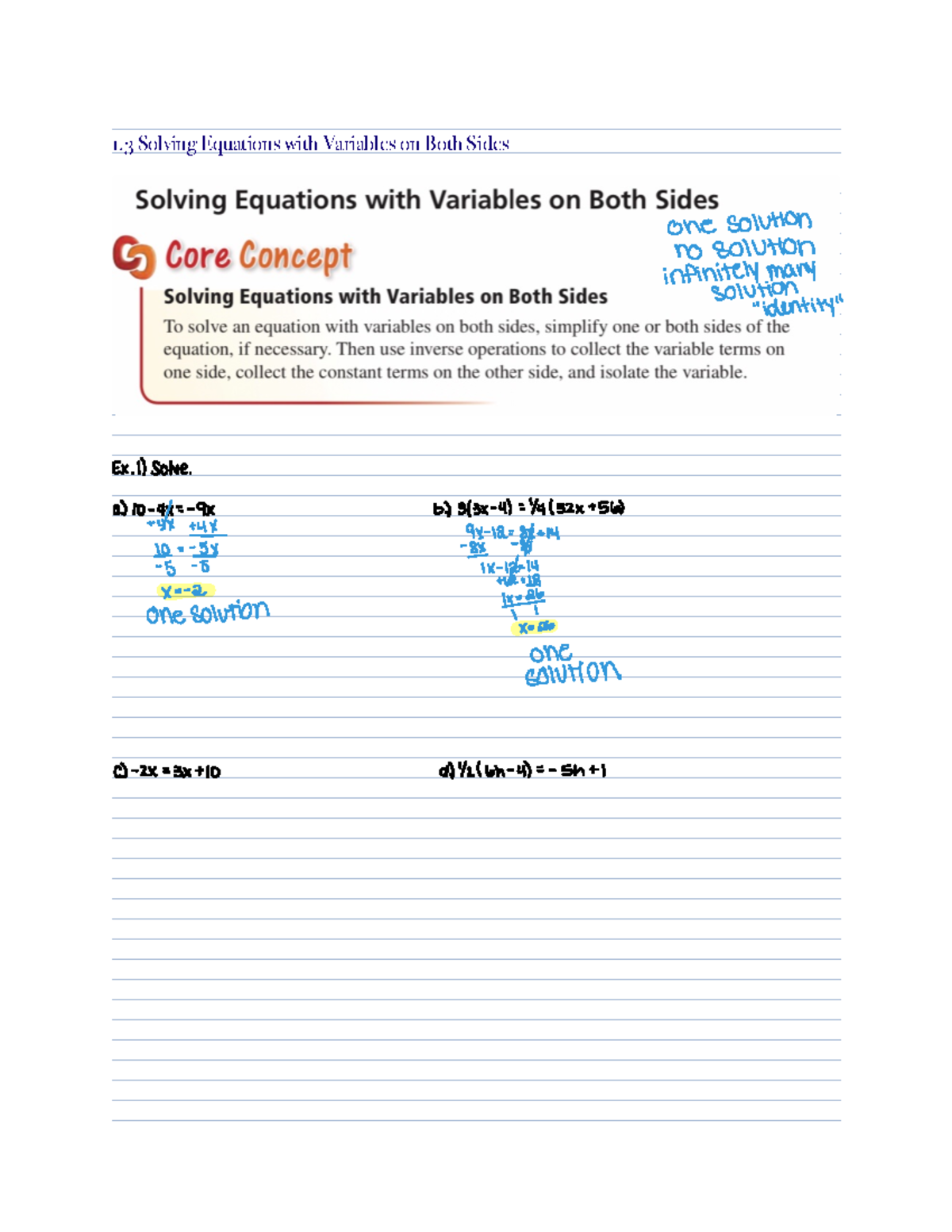 1.3+Solving+Equations+with+Variables+on+Both+Sides - 1 Solving ...