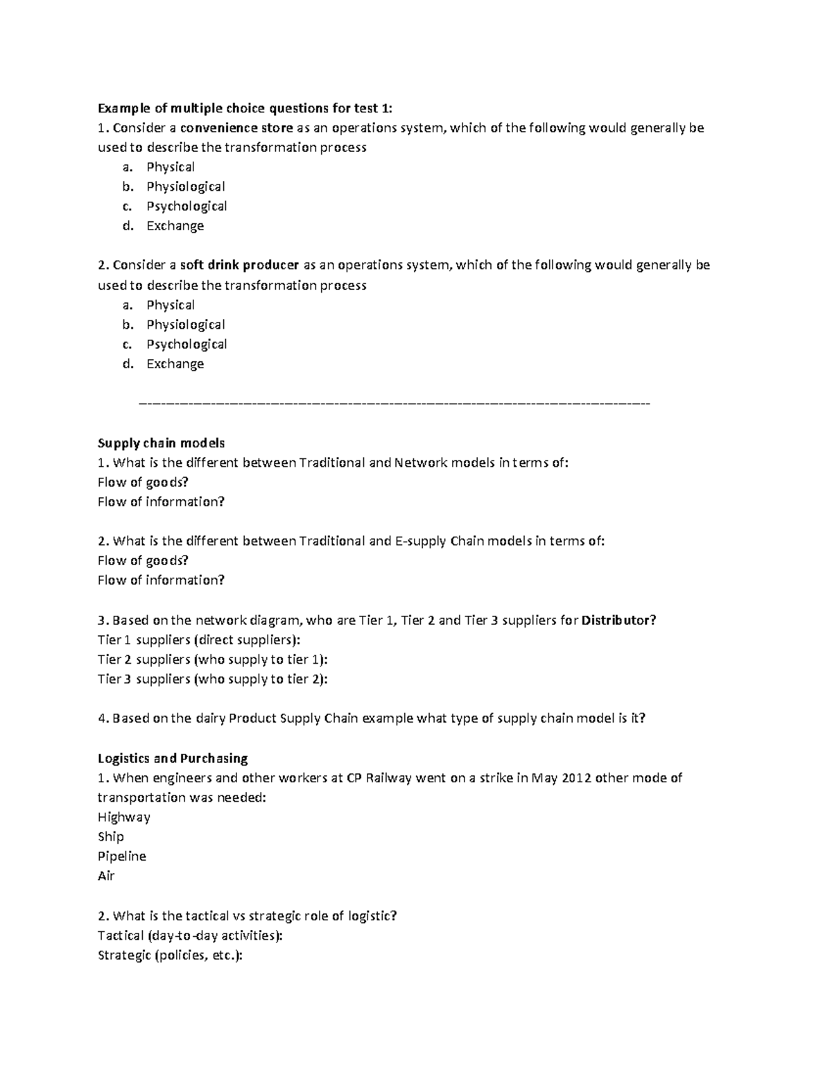 3330 Hand out from week 1 materials MOS - Example of multiple choice ...