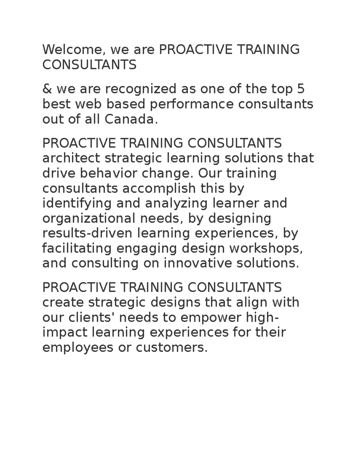 Welcome - lecture notes - Welcome, we are PROACTIVE TRAINING ...