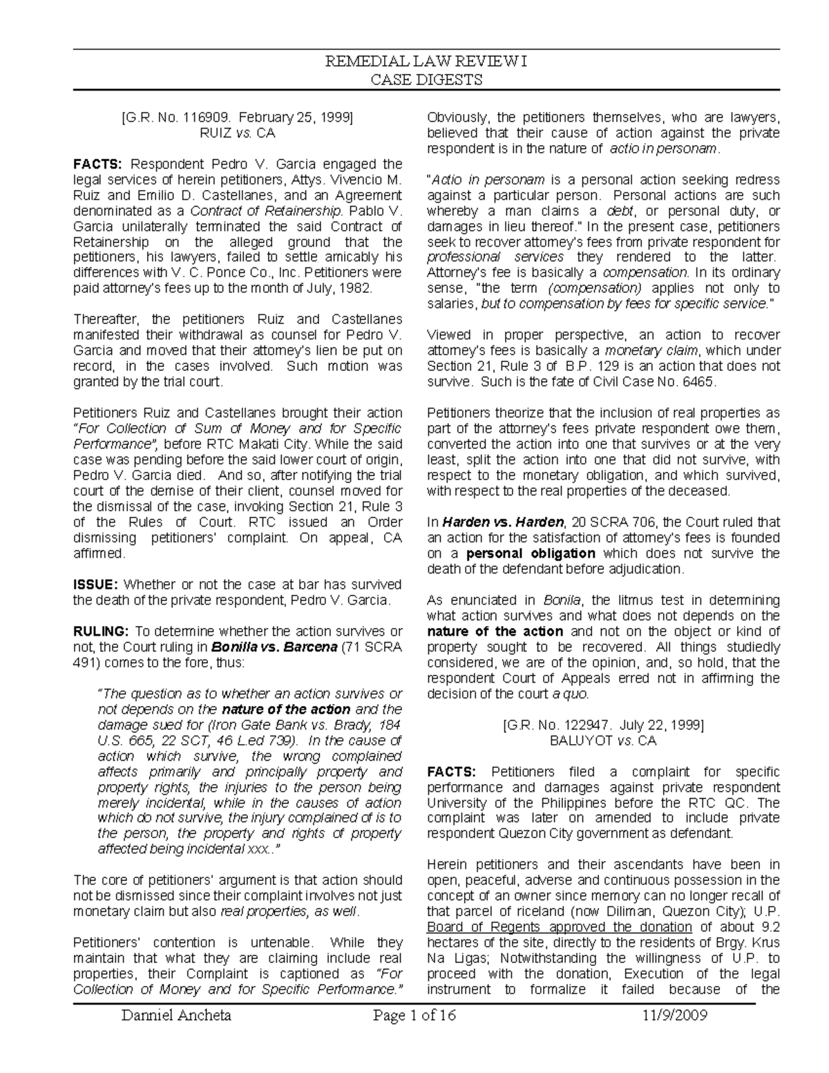 Case Digests on Civil Procedure Part III - CASE DIGESTS [G. No. 116909 ...