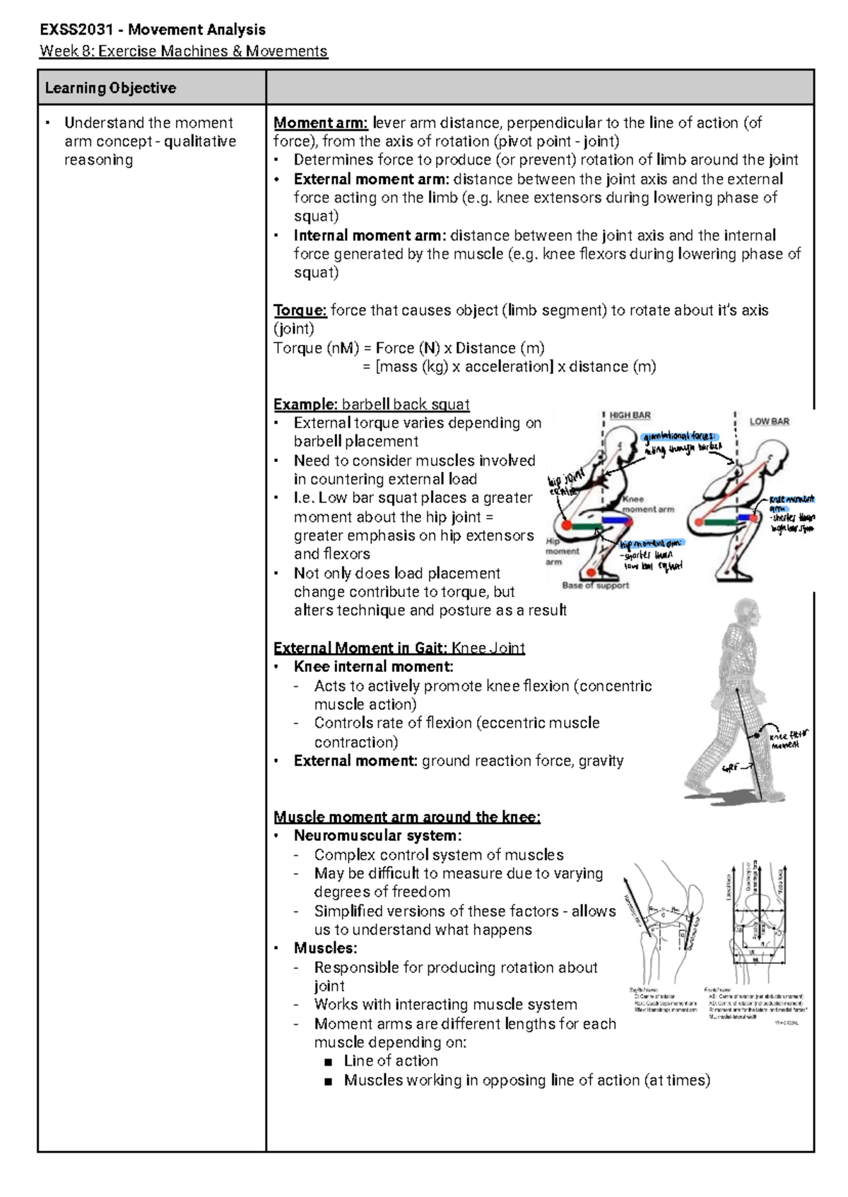 EXSS2031 - Week 8 (Exercise Machines & Movement) - EXSS2031 - Movement ...