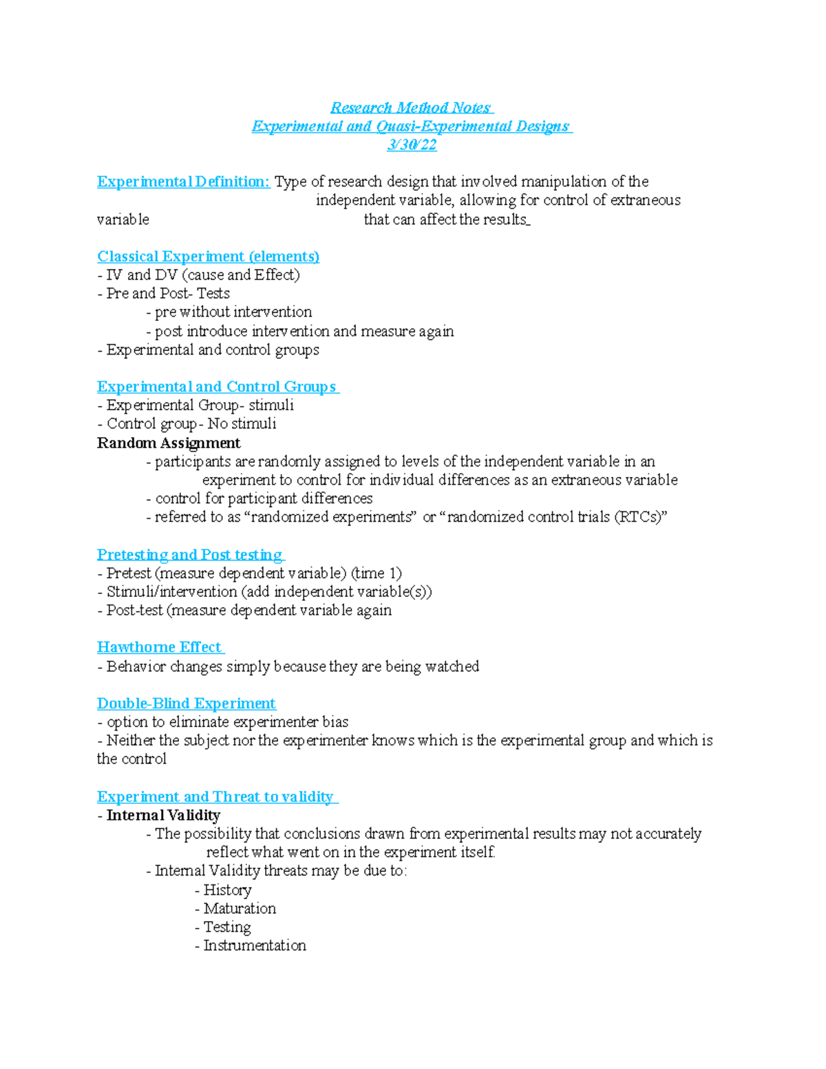 Experimental and Quasi-Experimental Designs - Research Method Notes ...