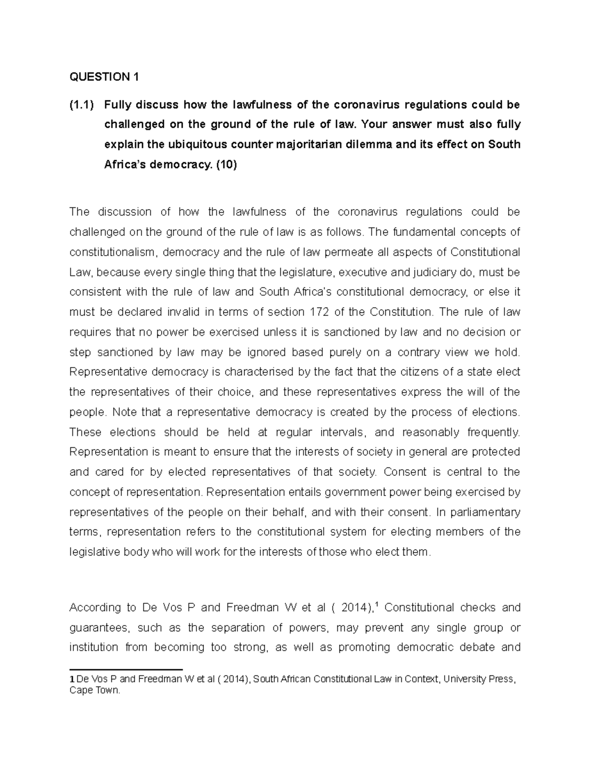 Constitutional Law Csl2601 Ass 2 Sem 1 For 2021 Csl2601 Unisa