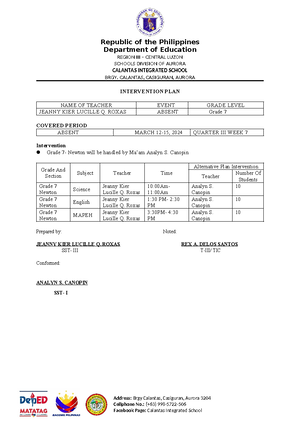 ACR for NSED - activity completion report on earth quake drill ...