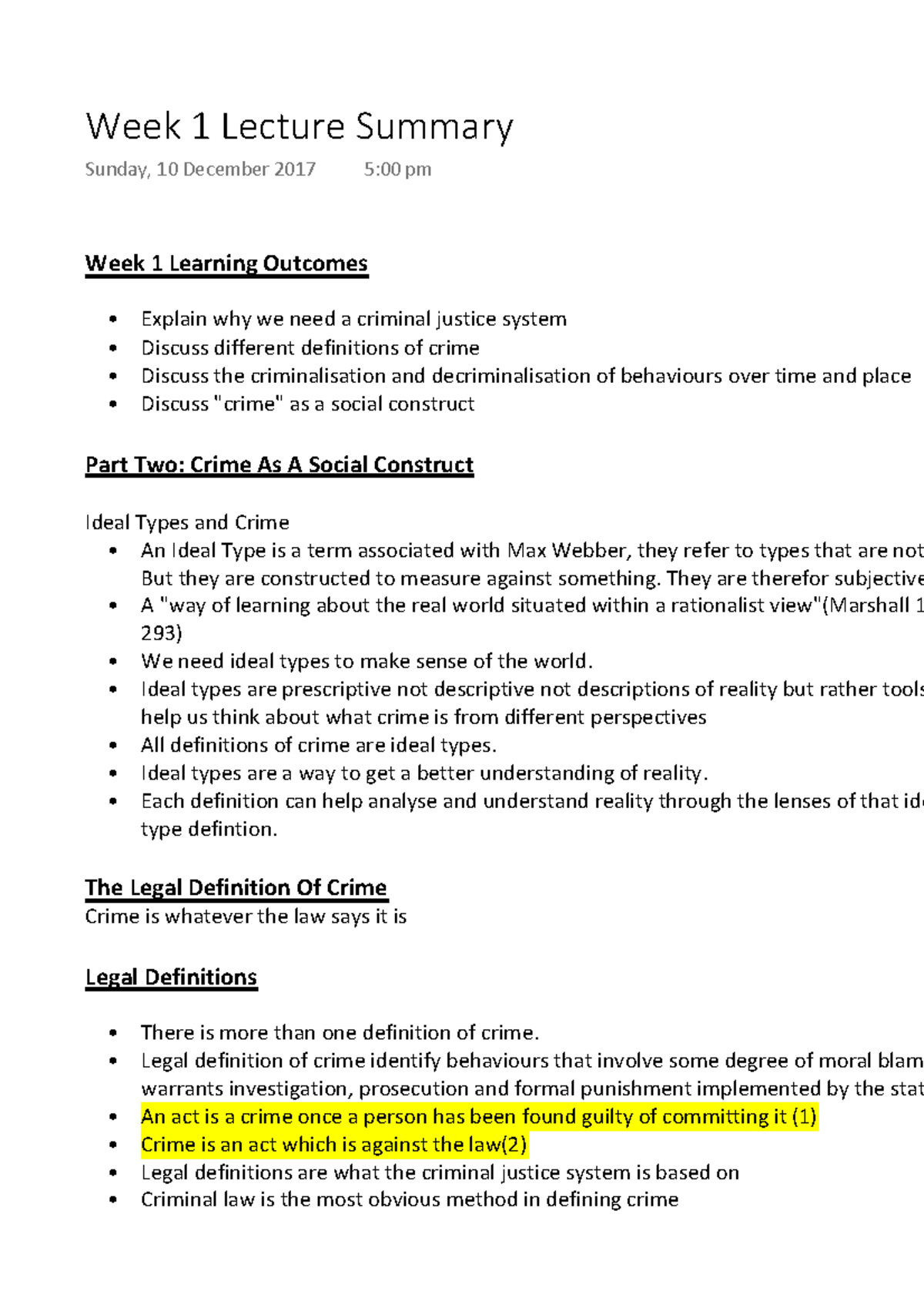 Week 1 Lecture Summary - Week 1 Lecture Summary Sunday, 10 December 2017 5:00 pm Week 1 - Studocu