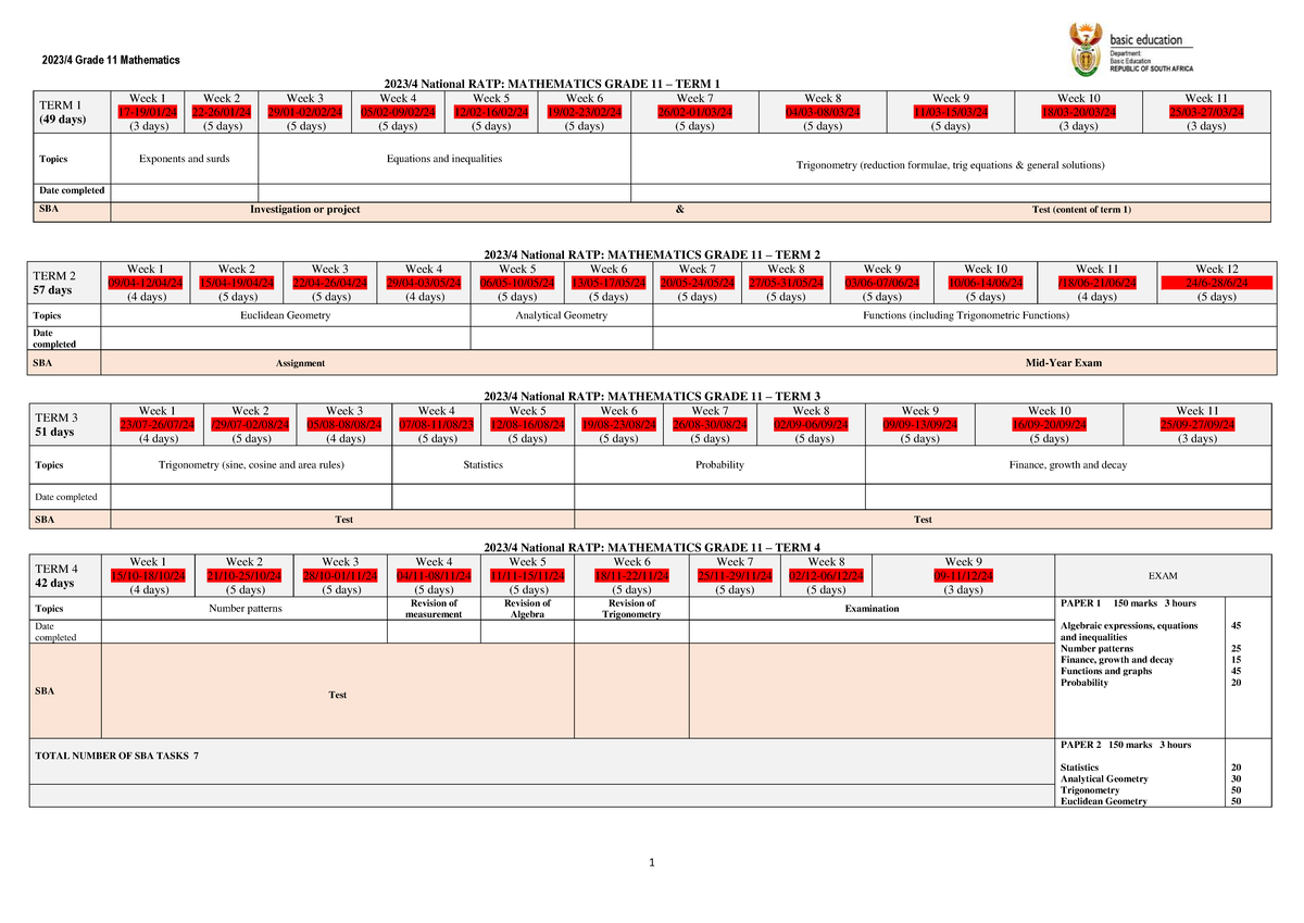 2023 4 Maths ATP Grade 11 Final-1 - 2023/4 National RATP: MATHEMATICS ...