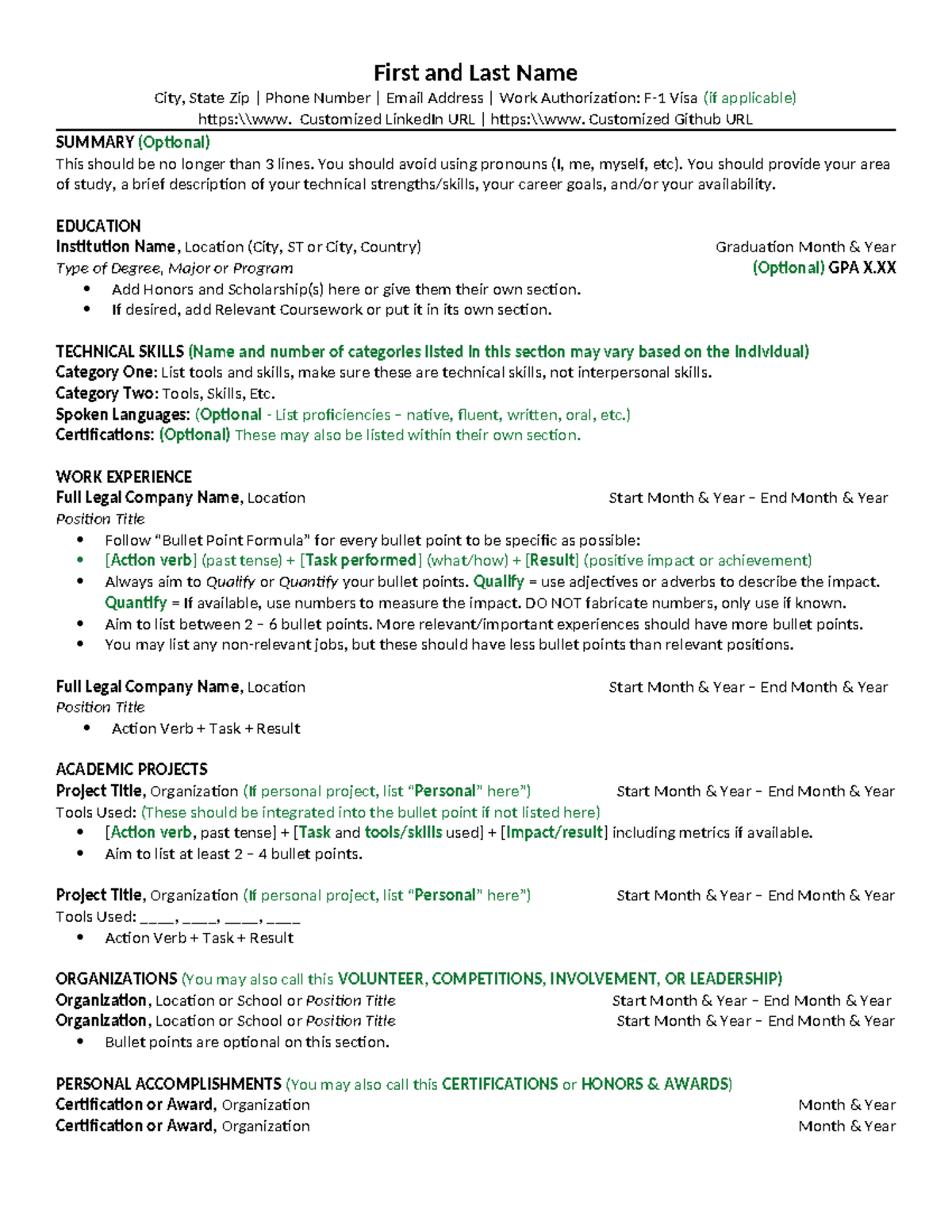 ECS Editable Resume - First and Last Name City, State Zip | Phone ...