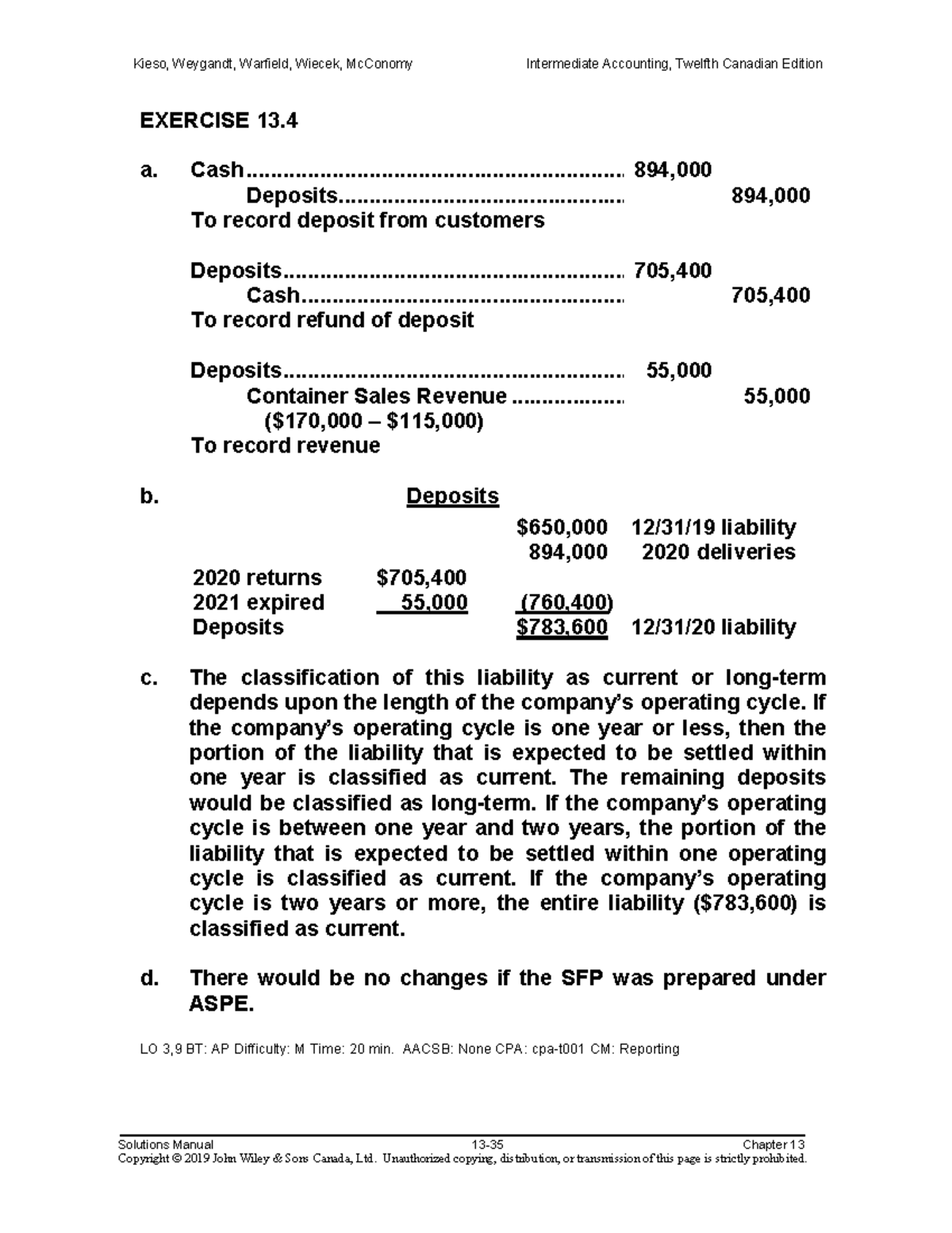 Selected Solutions Ch 131 - Solutions Manual 13-35 Chapter 13 EXERCISE ...
