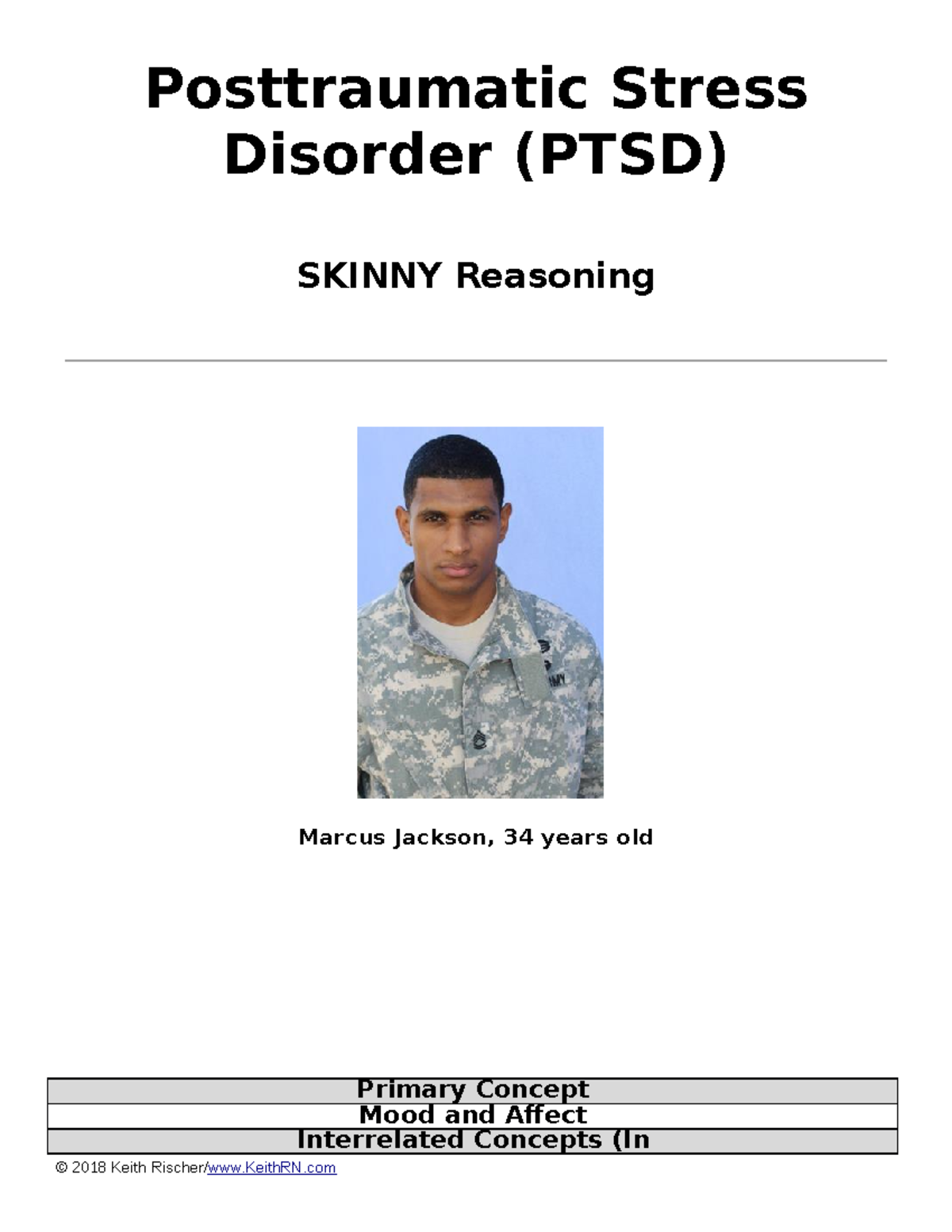 PTSD CASE Study - © 2018 Keith KeithRN Posttraumatic Stress Disorder ...
