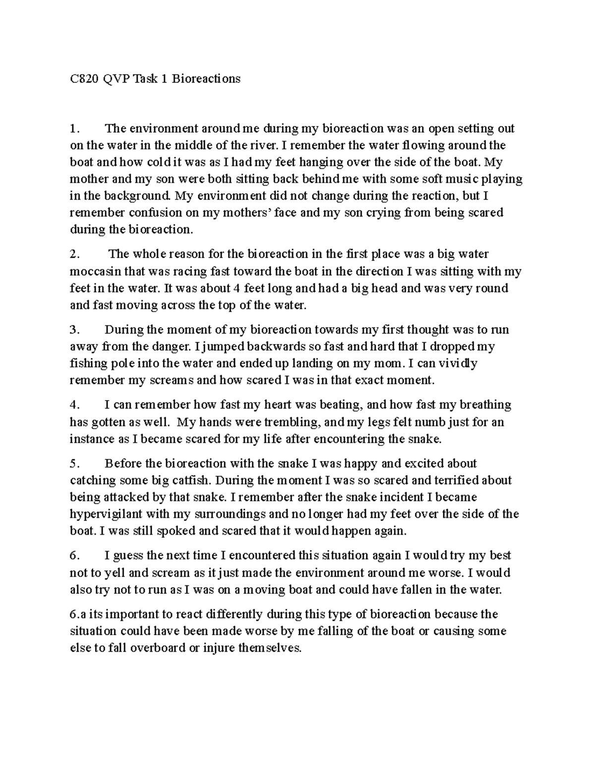 C280 Task1 bioreactions assessment paper - C820 QVP Task 1 Bioreactions ...