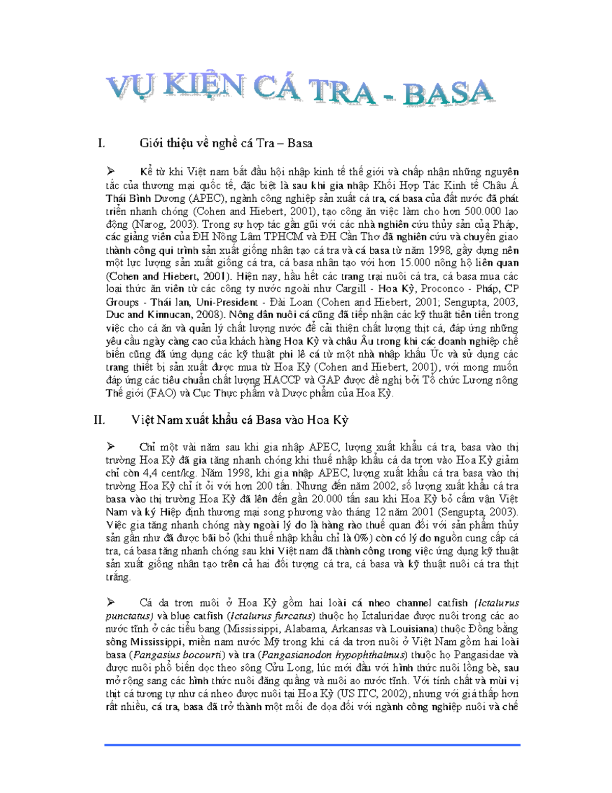11 Vu kien ca Tra Basa - rtnyntbherbhr - I. Giới thiệu về nghề cá Tra – Basa Kể từ khi Việt nam ...
