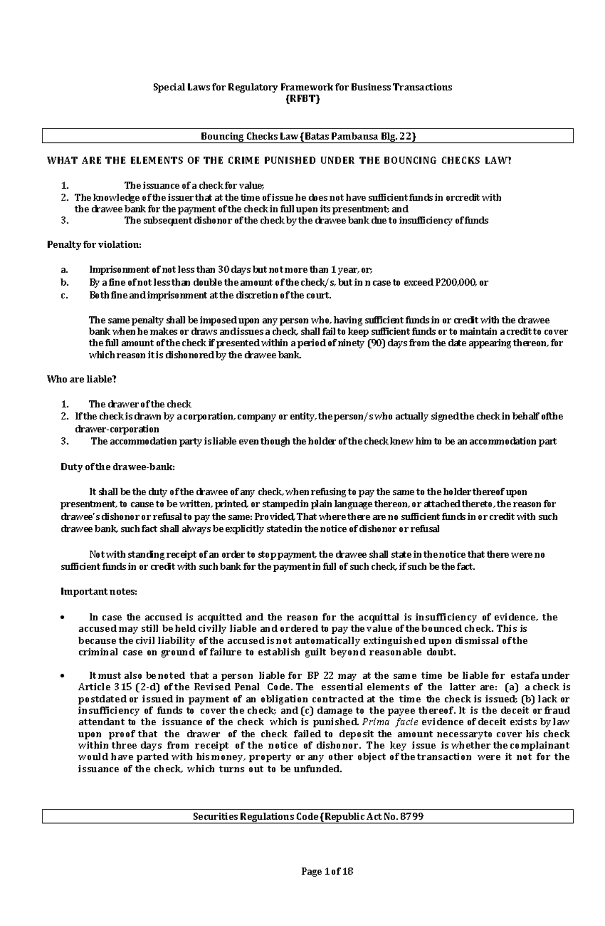 RFBT-Special-Laws - special laws - Special Laws for Regulatory ...