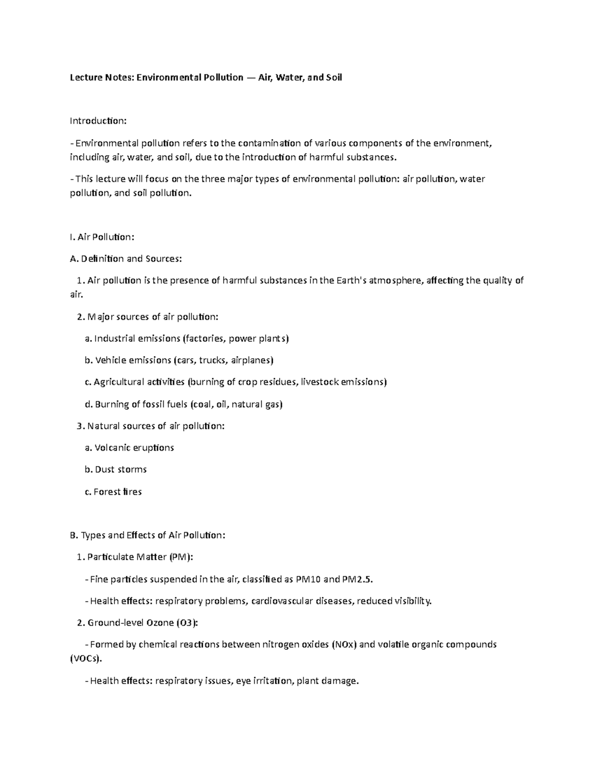 Lecture Notes: Environmental Pollution — Air, Water, and Soil - This ...