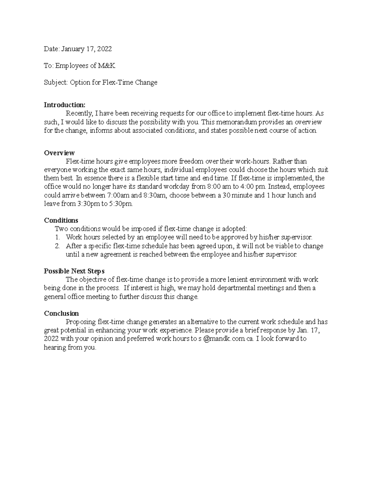 Informal Memo Report - goooooooooooooooooooooooooooo - Date: January 17 ...