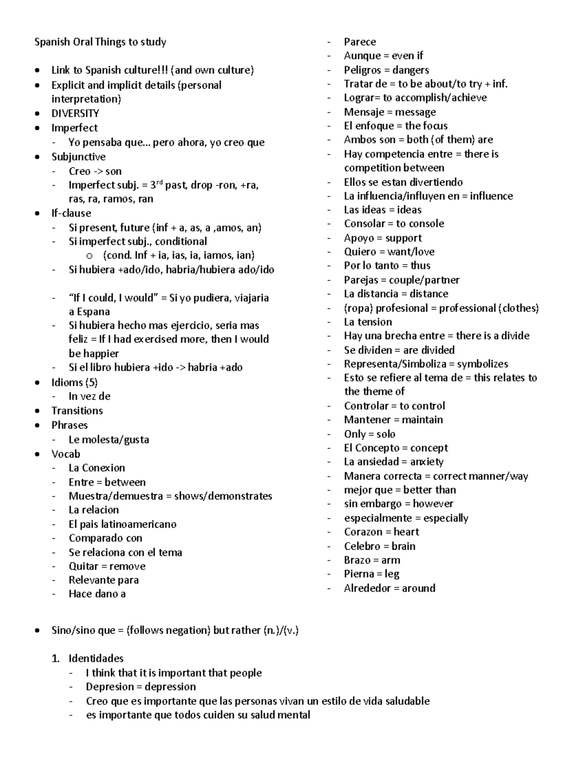 Spanish oral things to study - Spanish Oral Things to study Link to ...