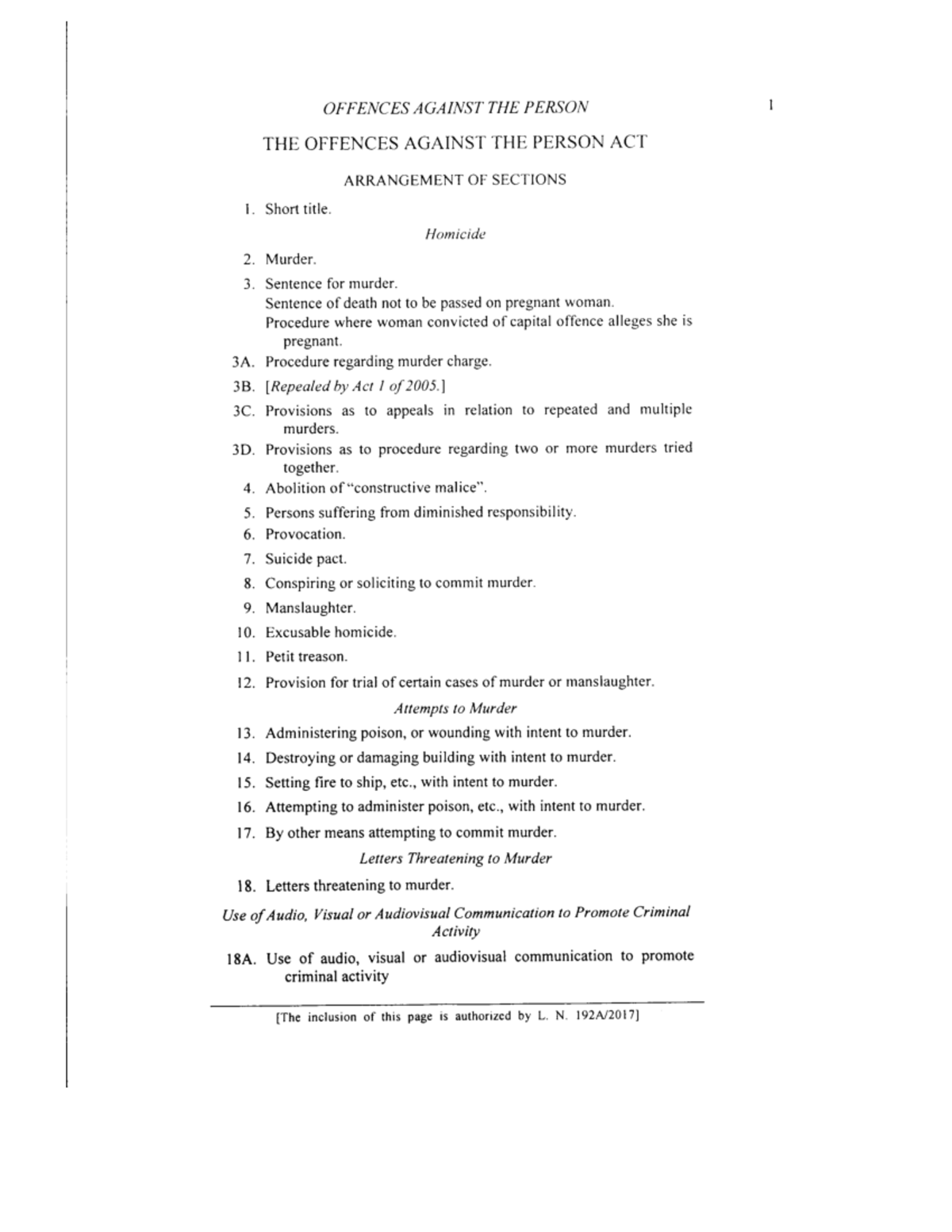 The Offences Against the Person Act - ####### OFFENCES AGAINST THE ...