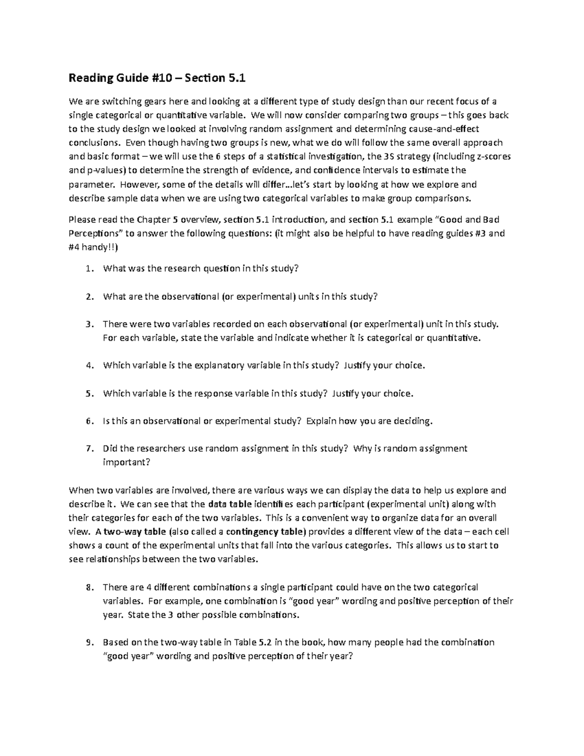 RG #10 - reading guide questions - Reading Guide #10 – Section 5. We ...