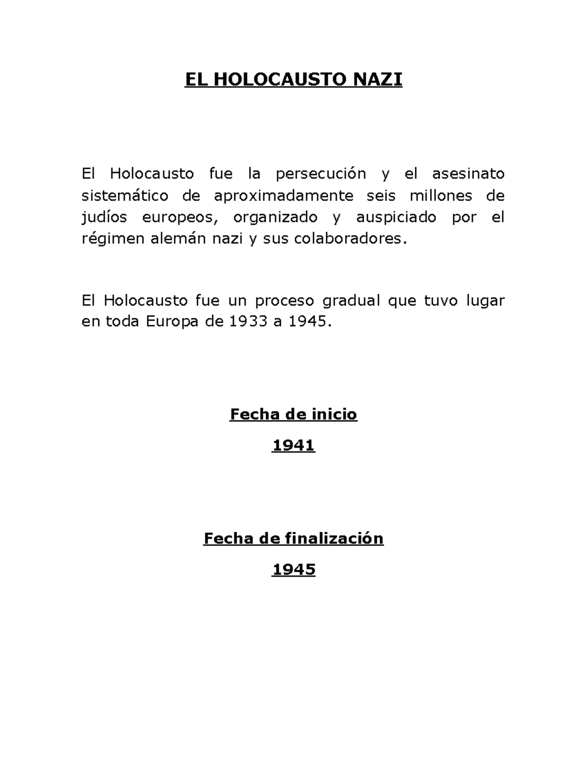 EL Holocausto NAZI - Nazi - Historia Universal - EL HOLOCAUSTO NAZI El ...