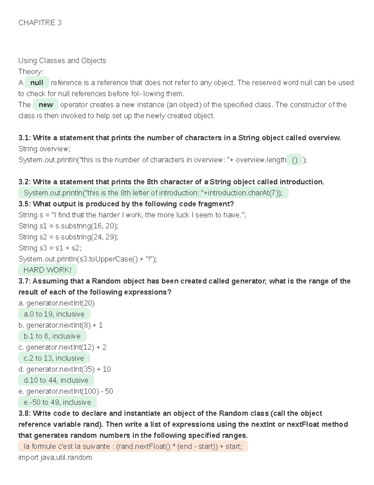 Programming 1 Exercice Ch 3 Chapitre 3 Using Classes And Objects Theory A Null Reference Is A 3333