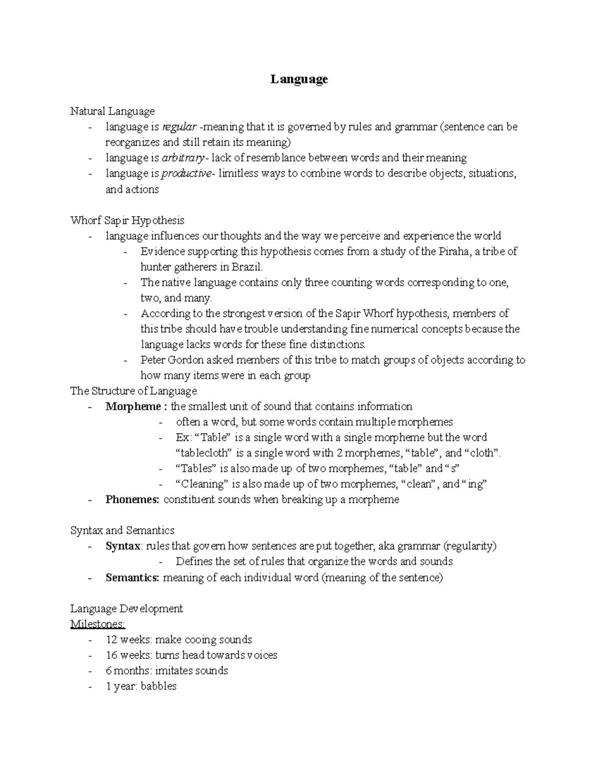 Language Lecture Notes Language Natural Language Language Is Regular Meaning That It Is