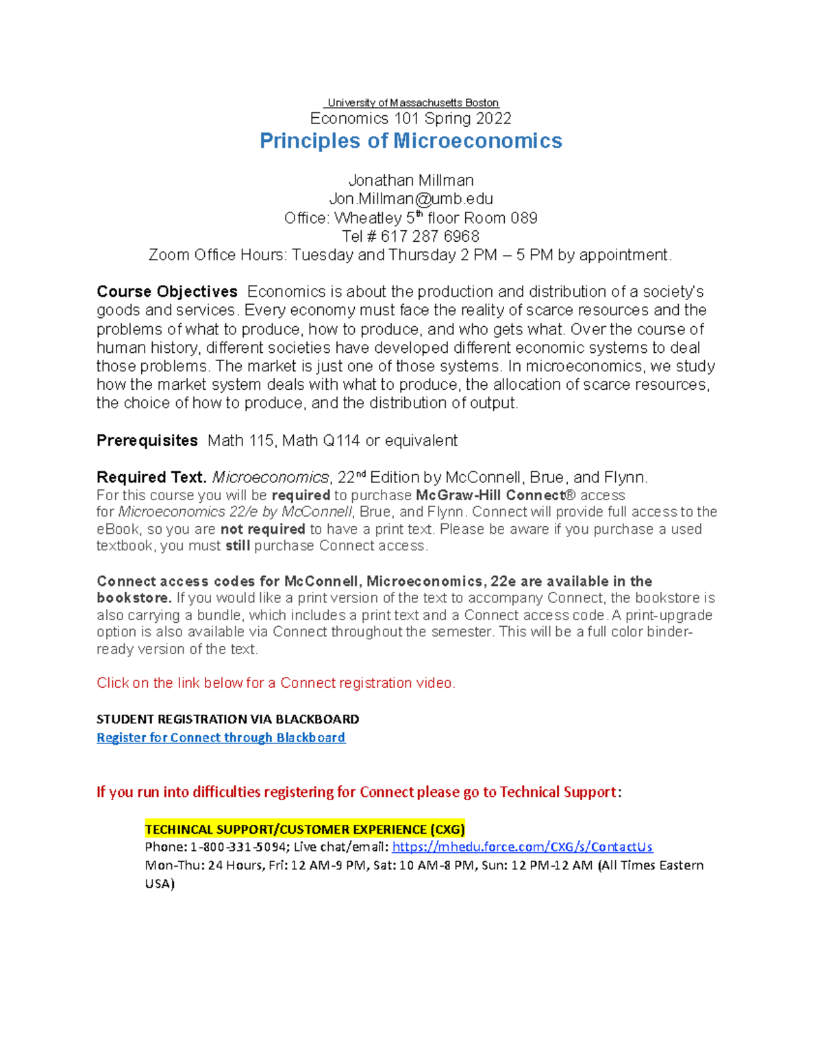 Econ 101 Syllabus Spring 2022 - University of Massachusetts Boston ...