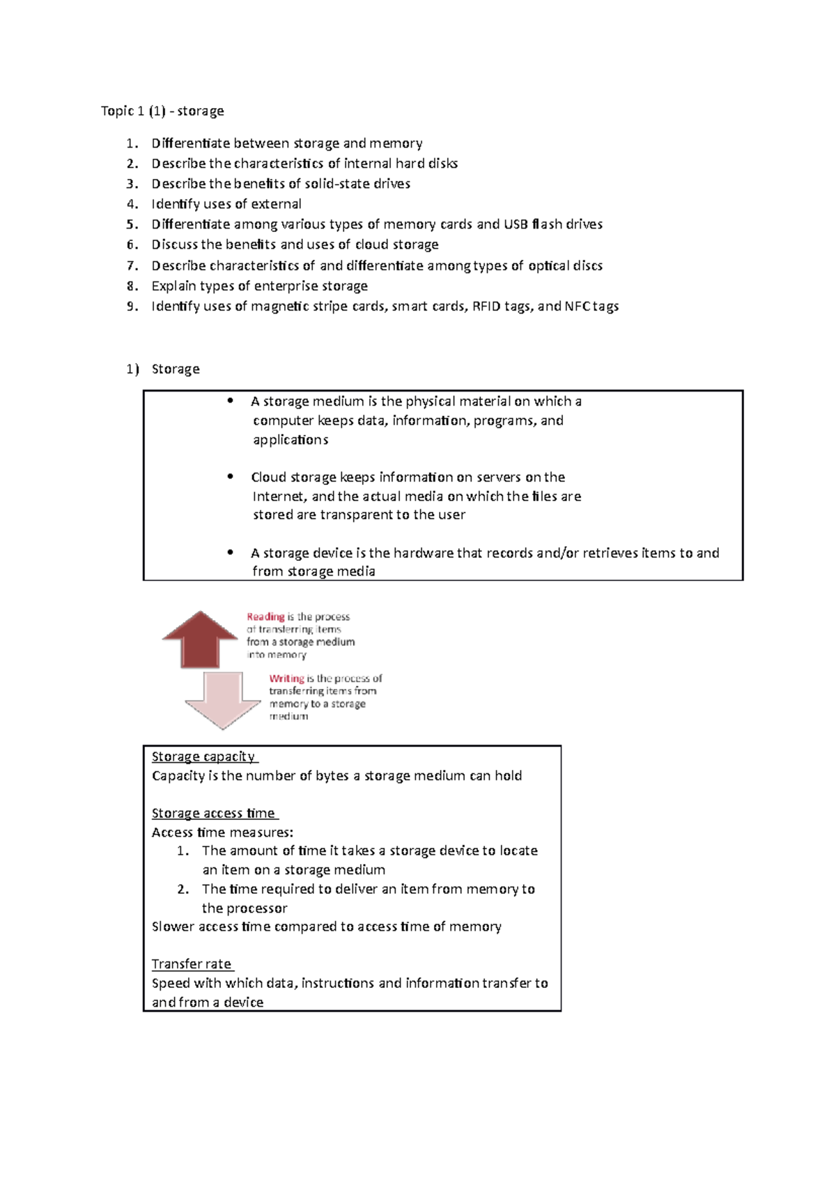 CA - Topic 1 - computer application chapter 1 - Topic 1 (1) - storage ...