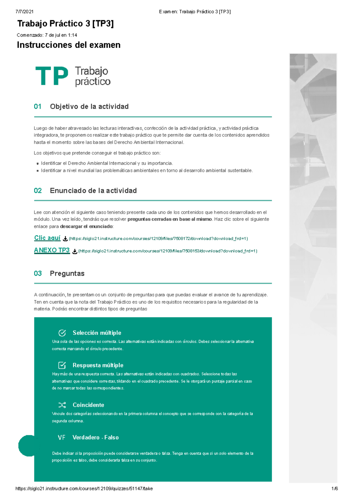 TP3 Ambiental 100% Amalia FM - Trabajo Práctico 3 [TP3] Comenzado: 7 de jul en 1: Instrucciones ...