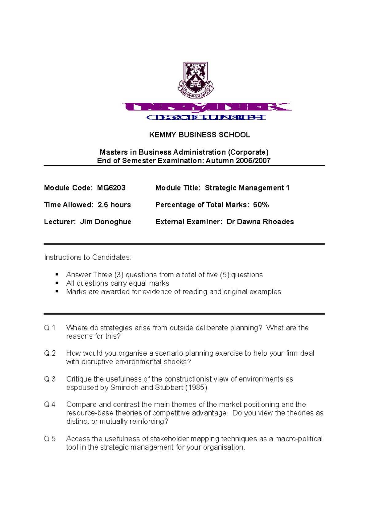 Mg6203 exam paper jan 07 exam - UNIVERSITYofLIMERICK OLLSCOILLUIMNIGH ...